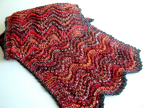 Ravelry: 104-2 Scarf with wave pattern with crochet edge pattern by ...