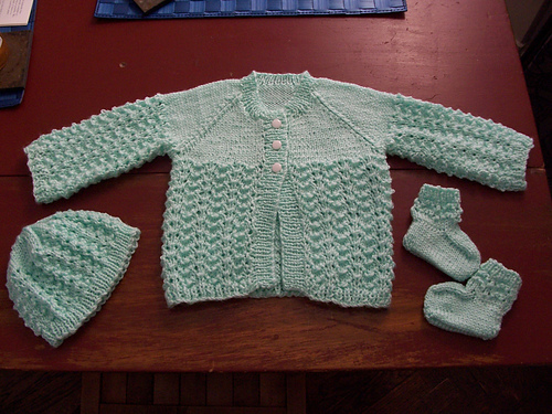Ravelry: Aqua Layette Set / Lullaby Layette pattern by Lion Brand Yarn