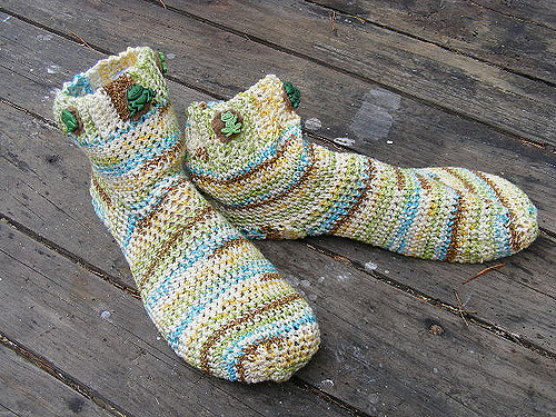 Ravelry: Basic Sock in worsted weight yarn pattern by Kathy Wesley