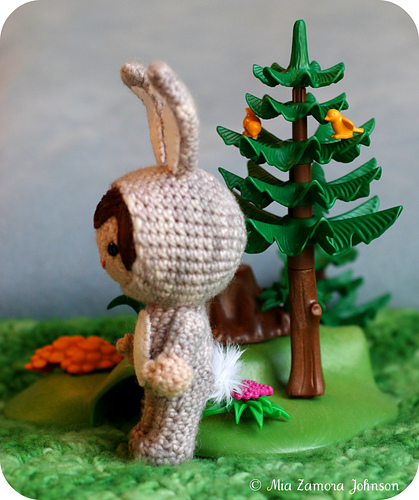 Ravelry: Elizabeth in a rabbit costume pattern by Mia Zamora Johnson