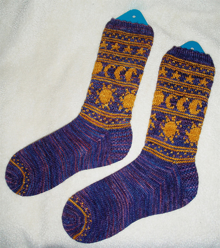 Ravelry: Sun & Moon Socks pattern by SJ Griffin