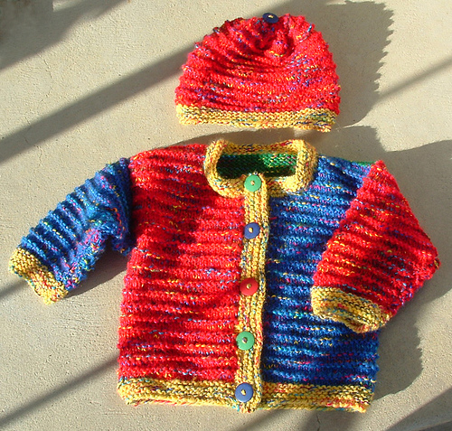 Ravelry: Color Block Baby Cardigan and Hat pattern by JoAnne Turcotte