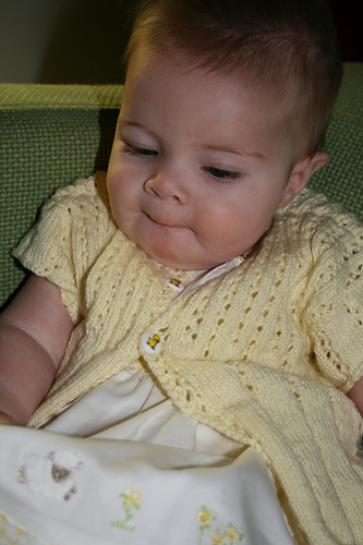 Ravelry: Eyelet Ribbed Baby Cardigan pattern by Sue Hilger
