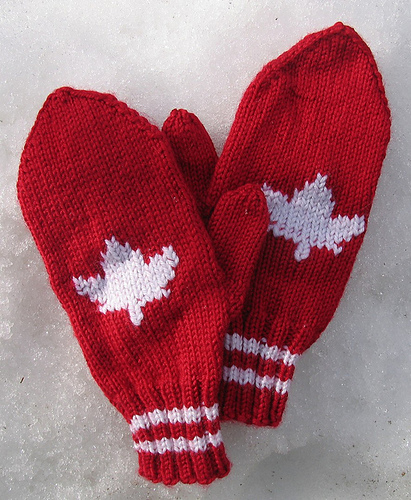 Ravelry: Red and White Maple Leaf Mittens pattern by Darcie Story Orth