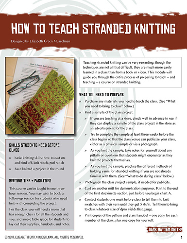 Ravelry: How to Teach Stranded Knitting pattern by Elizabeth Green