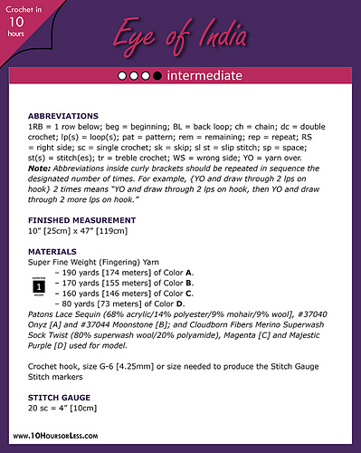Ravelry: Eye of India pattern by 10 Hours or Less