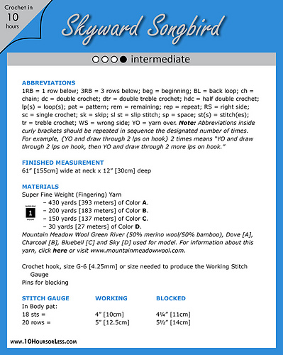 Ravelry: Skyward Songbird pattern by 10 Hours or Less