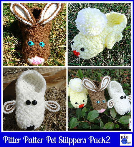 Ravelry: Pitter Patter Pet Slippers - Pack 2 pattern by Melanie Padron