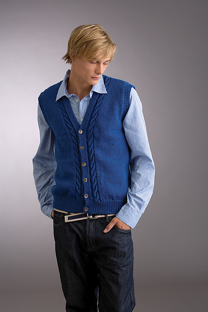 Ravelry: #3 Men's Cable Vee Button Vest pattern by Patons Australia