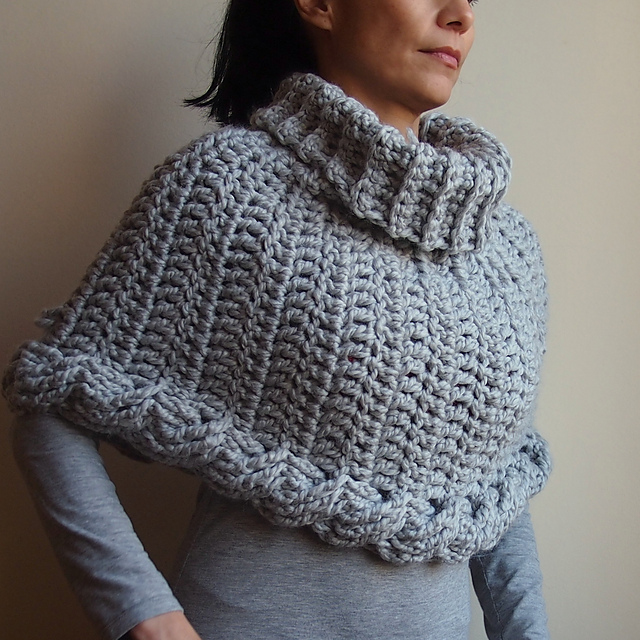 Ravelry: Very Winter Cable poncho cape pattern by Ana D
