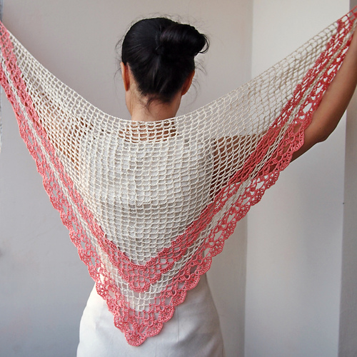 Ravelry: Spring Blossom lace triangle shawl wrap pattern by Ana D