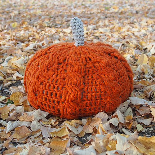 Ravelry: Cabled texture pumpkin pouf pattern by Ana D