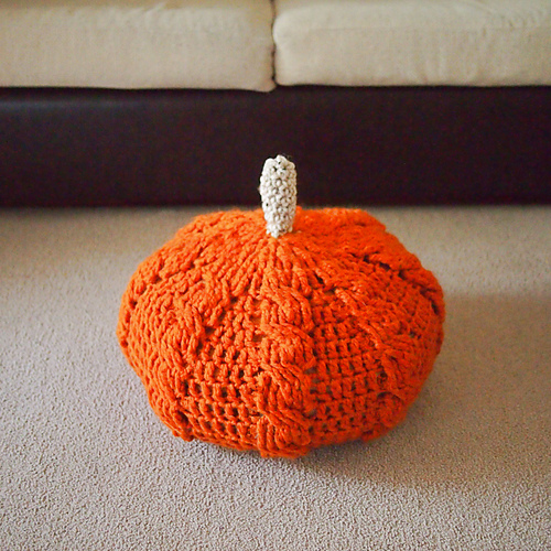 Ravelry: Cabled texture pumpkin pouf pattern by Ana D