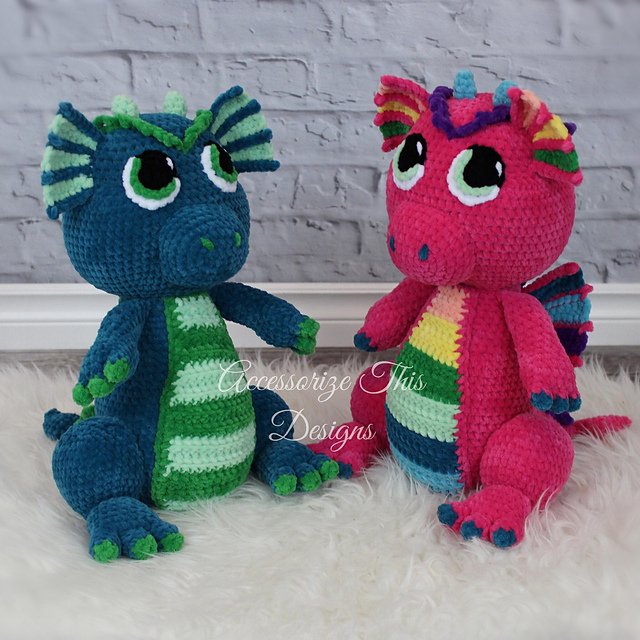 Ravelry: "Dazzle" the Dragon Cuddle Buddy pattern by Darling Maple Designs