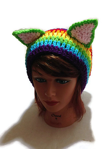 Ravelry: Rainbow Slouchy Cat Hat pattern by Megan Sweet