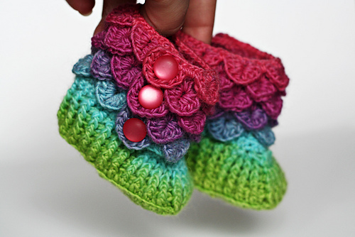 Ravelry: Dragon Slippers Crocodile Stitch Booties pattern by Bonita ...
