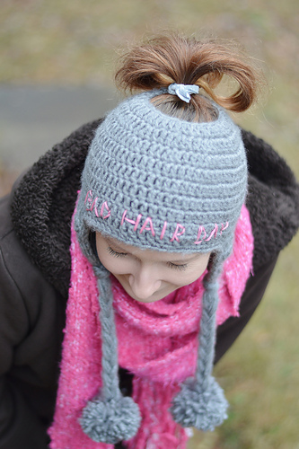Ravelry: Bad Hair Day Messy Bun Ear Flap Hat pattern by Alexandra Halsey