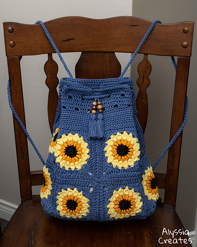 Ravelry: Sunflower Drawstring Backpack pattern by Alyssia Stacey-Orchard
