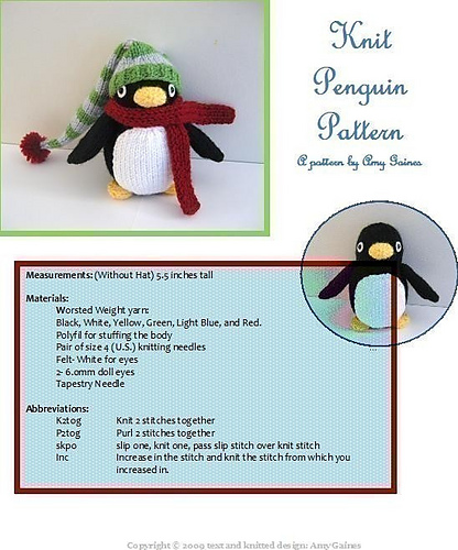 Ravelry: Penguin Knit Amigurumi pattern by Amy Gaines
