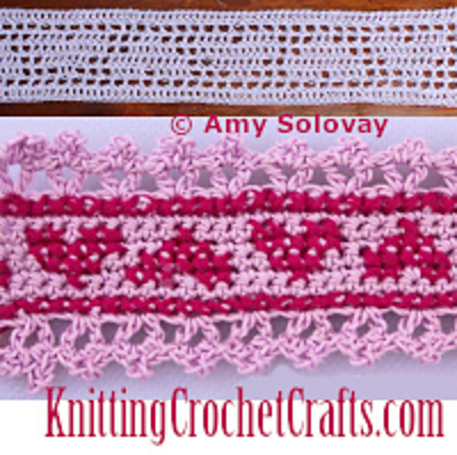 Ravelry: Filet and Cross Stitch Heart Edgings pattern by Amy Solovay