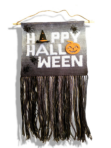 Ravelry: Happy Hallo Ween Wall Hanging Banner and Pillow pattern by ...