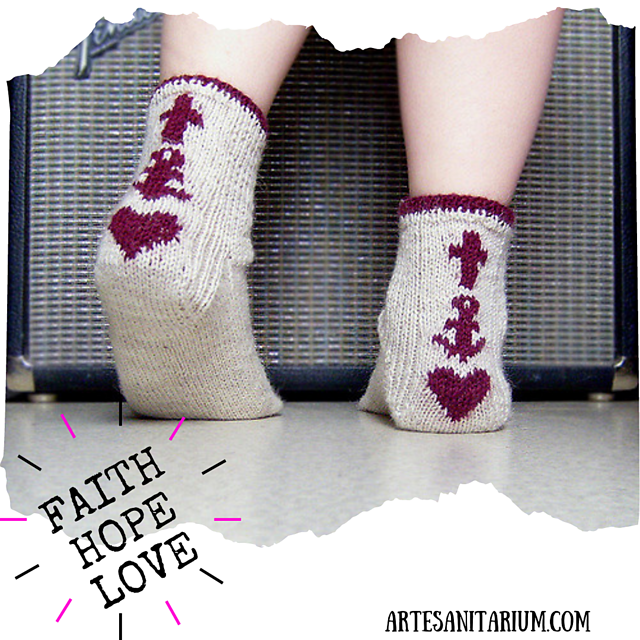 Ravelry: Faith Hope Love -socks pattern by Artesanitarium Designs
