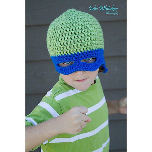 Ravelry: TMNT Beanie with Mask pattern by Rebecca Romero
