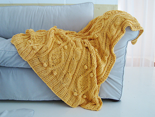 Ravelry: chunky cotton cable knit throw pattern by Biscuit Scout