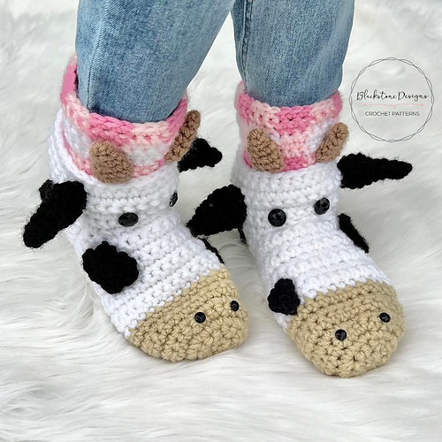 Ravelry: Cow Slippers - Child pattern by Sonya Blackstone