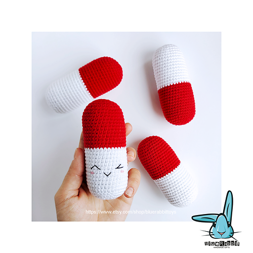 Ravelry: Red pill, blue pill pattern by BlueRabbitToys