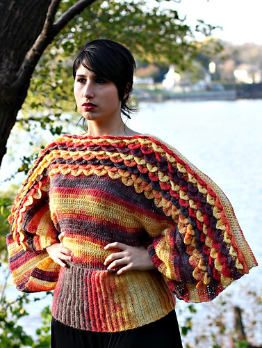 Ravelry: Crocodile Stitch Batwing Blouse pattern by Bonita Patterns