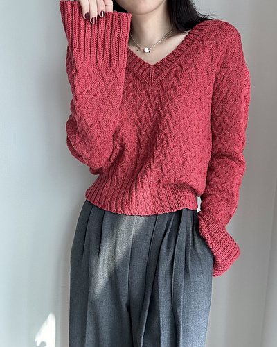 Ravelry: Herringbone Classic Sweater pattern by Hyeonji Jin