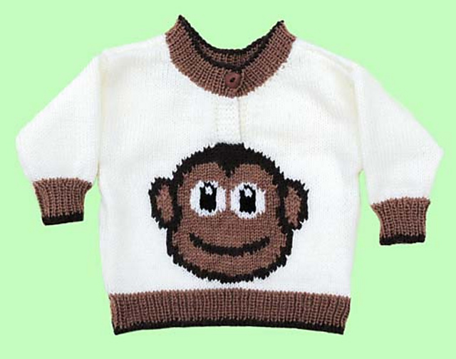 Ravelry: Baby sweater with monkey motif pattern by Linda Moorhouse