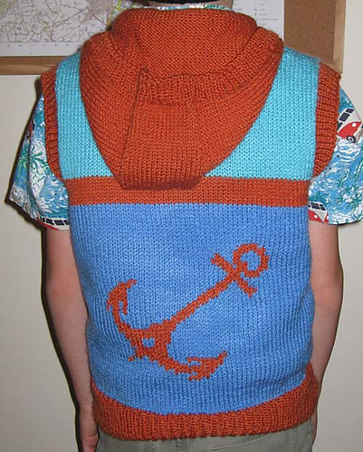 Ravelry: Lifeboat anchor hooded sweater pattern by Linda Moorhouse