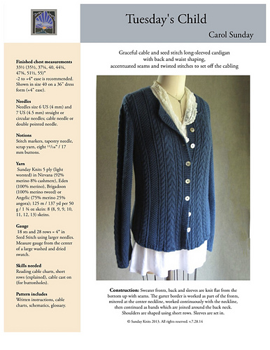 Ravelry: Tuesday's Child pattern by Carol Sunday