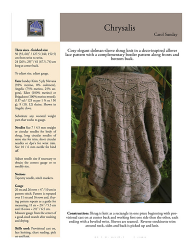 Ravelry: Chrysalis pattern by Carol Sunday