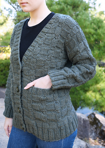 Ravelry: Textured Cardigan with Patch Pockets pattern by Deborah Newton