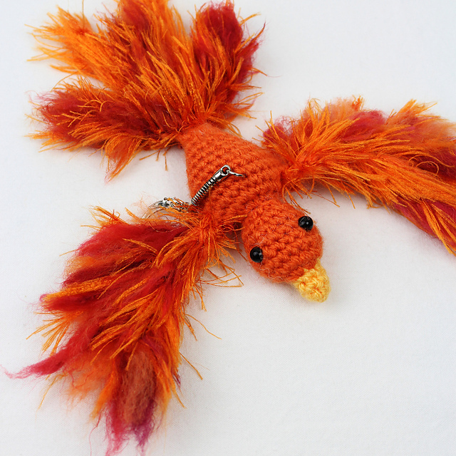 Ravelry: Ashley the Phoenix Amigurumi Keychain pattern by Charlyn Smith