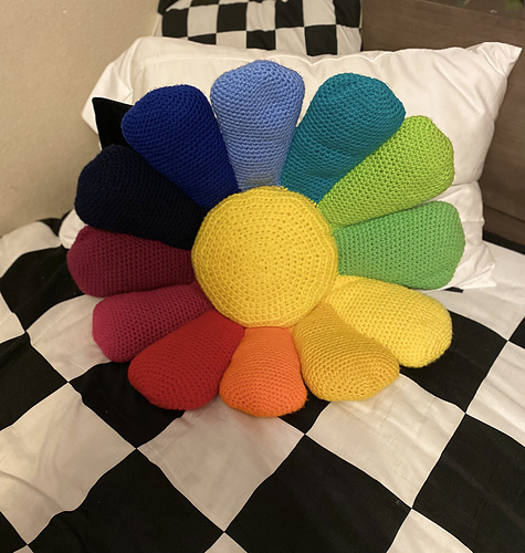 Ravelry: Rainbow Flower Pillow pattern by April Ramirez