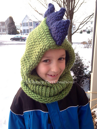 Ravelry: Dino Hooded Cowl pattern by Chewy Tart