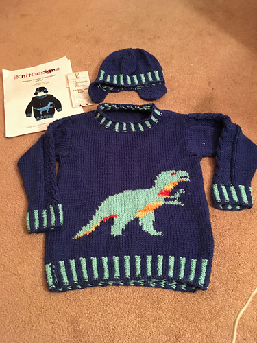 Ravelry: Dinosaur Sweater and Hat (Velociraptor) pattern by Denny Gould
