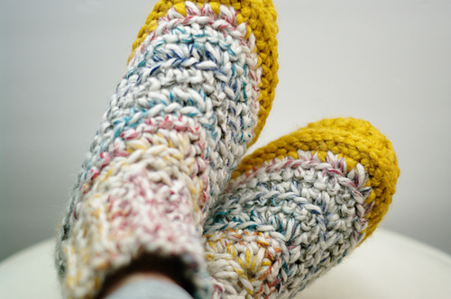 Ravelry: The Woodcamper Cabin Booties pattern by Pamela Couch