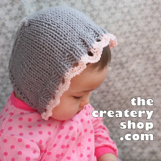 Ravelry: Sweet Eyelet Baby Bonnet with pink heart pattern by Createry Shop