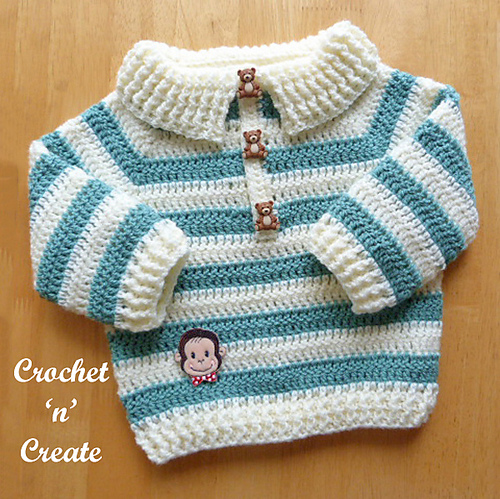 Ravelry Baby Button Placket Sweater Pattern By Crochet N Create