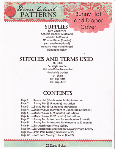 Ravelry: Bunny Hat and Diaper Cover Pattern (0-12mths) pattern by Dana Eckert
