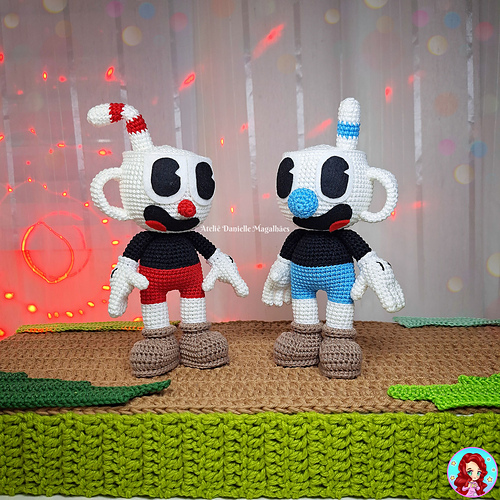 Ravelry: Cuphead and Mugman (big version) pattern by Danielle Magalhães