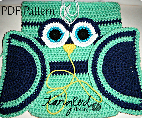 Ravelry: Owly Drawstring Backpack pattern by From A Tangled Skein