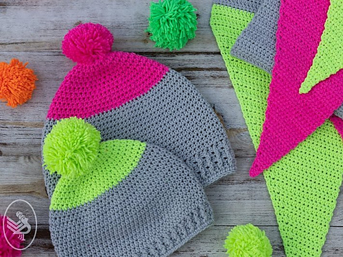 Ravelry: Neon Dipped Scarf & Hat pattern by Durable Yarn