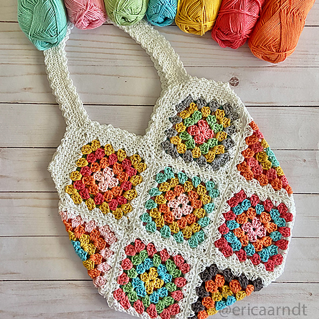 Ravelry: Crochet Granny Square Tote Bag pattern by Erica Arndt