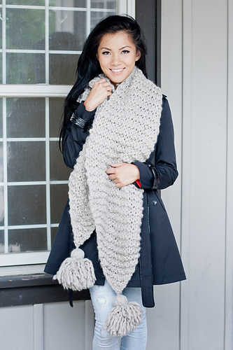 Ravelry: Cuddle-icious Tasselled Wrap pattern by Helen Firing